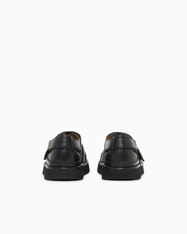 Giorgio Armani Leather Cut-out Sandals - Black