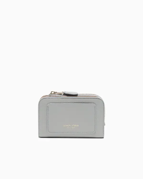 Giorgio Armani Pebbled Leather Bifold Wallet - Grey