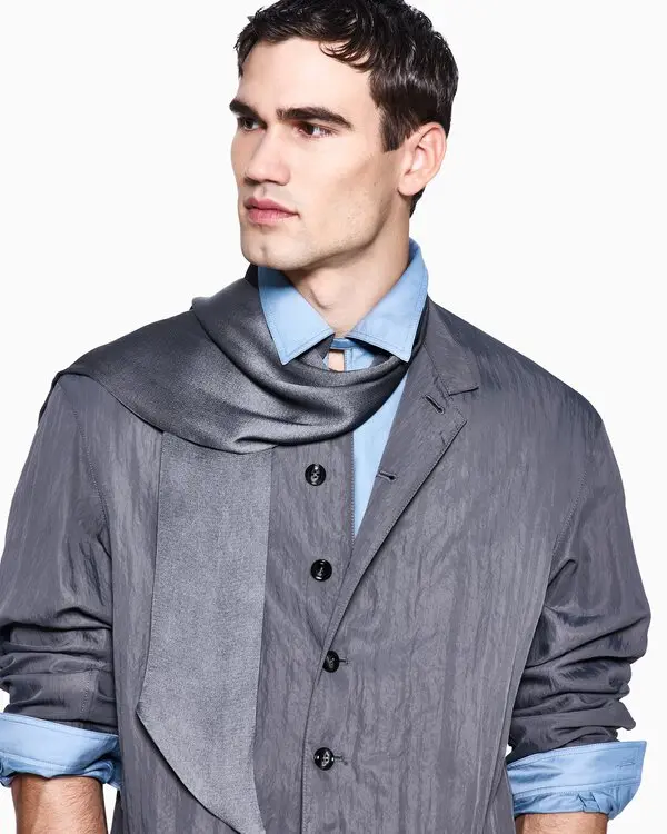 Giorgio Armani Small Silk Scarf - Grey