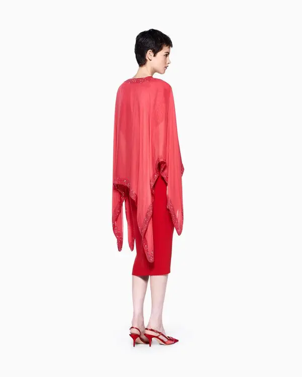 Giorgio Armani Silk Cape With Crystal Detail