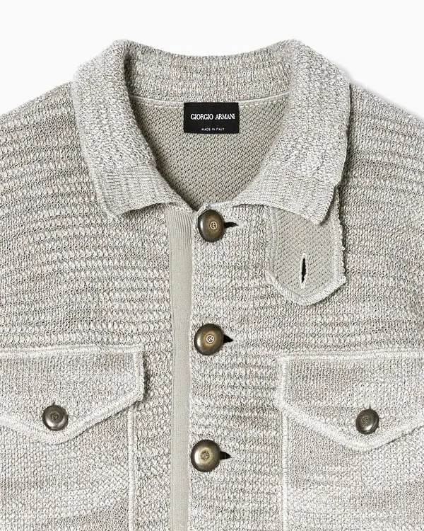 Giorgio Armani Viscose And Linen Knit Blouson