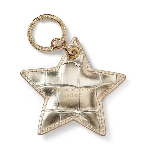 ASPINAL OF LONDON Star Keyring In Leather - Gold