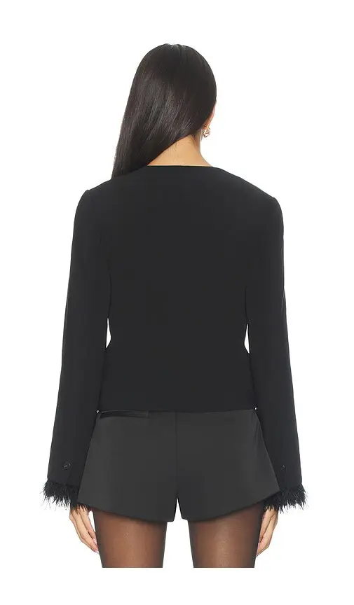 L'academie Eirah Cropped Jacket With Feather Trim