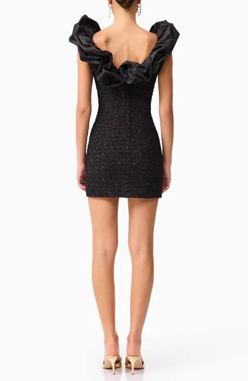 ELLIATT Paloma Satin Ruffle Floral Jacquard Mini Dress
