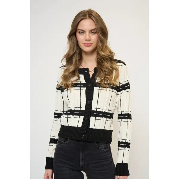 Central Park West Eden Specialty Stitch Cardigan - Ivory Multi