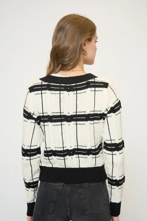 Central Park West Eden Specialty Stitch Cardigan - Ivory Multi