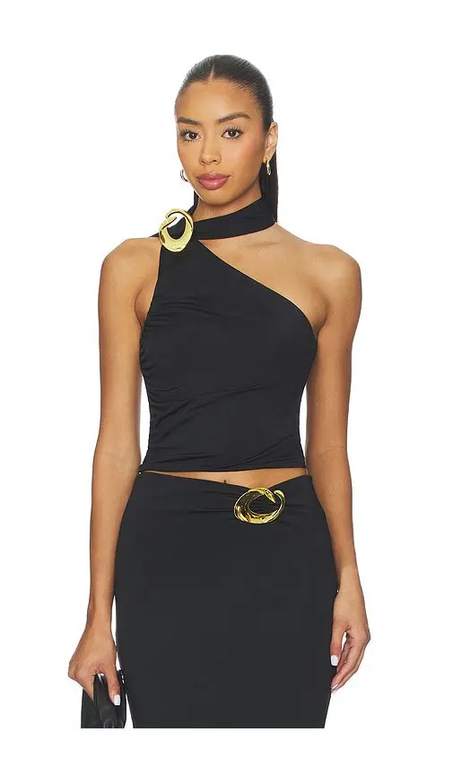 CIN CIN Cosmos Halo One Shoulder Top - Black