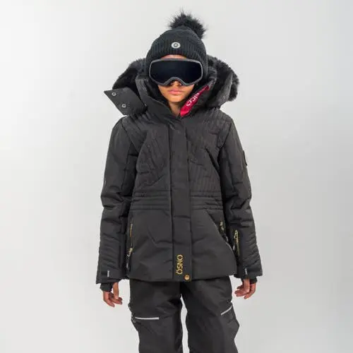 ÖSNO Snowsuit With Faux Fur Trim - With Charcoal Black Fur
