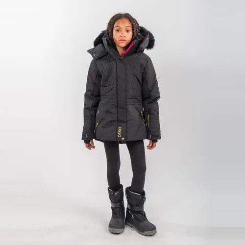 ÖSNO Snowsuit With Faux Fur Trim - With Charcoal Black Fur