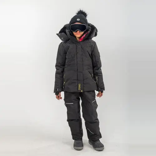 ÖSNO Snowsuit With Faux Fur Trim - With Charcoal Black Fur