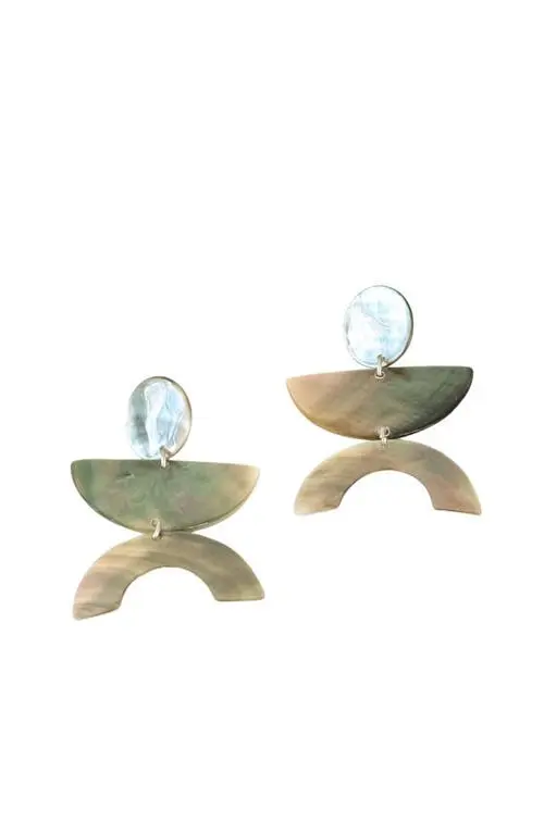LIKHA Mother-of-pearl Geometric Dangle Earrings - Black