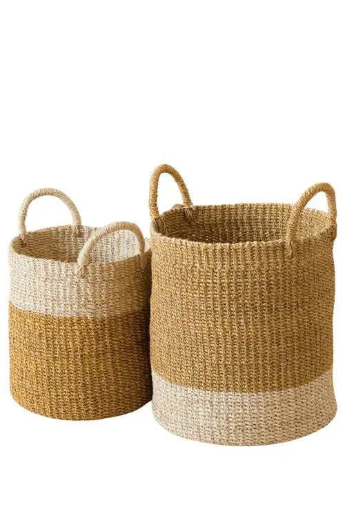 LIKHA Cylinder Floor Basket With Handles - Mustard