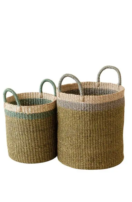 LIKHA Cylinder Floor Basket With Handles - Olive