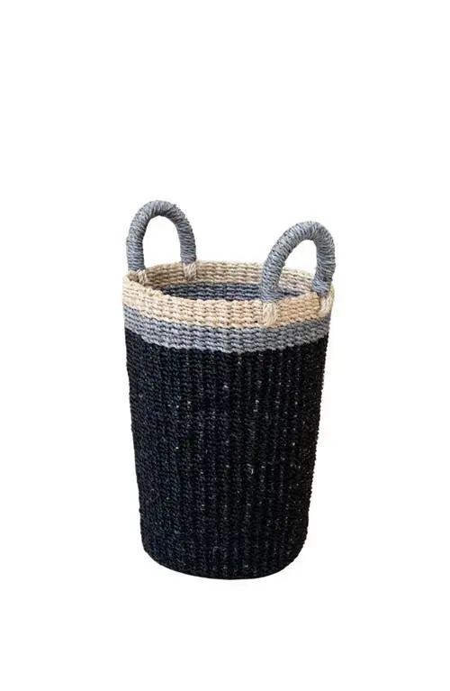 Likhâ Cylinder Vase Basket With Handles - Black