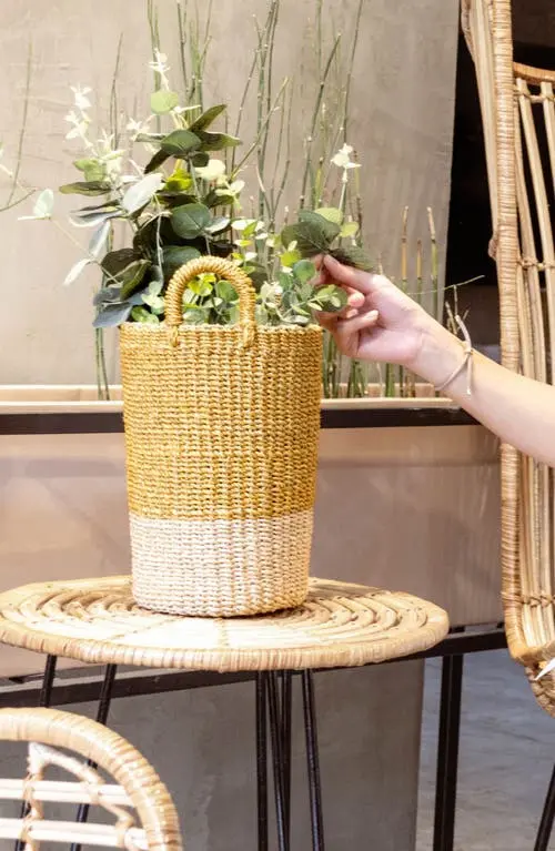 LIKHA Cylinder Vase Basket With Handles - Mustard
