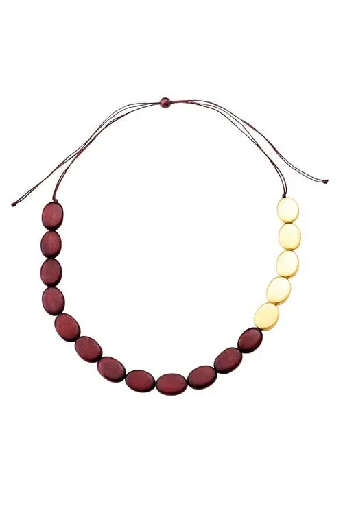 LIKHA Guija Wooden Necklace - Burgundy & Gold