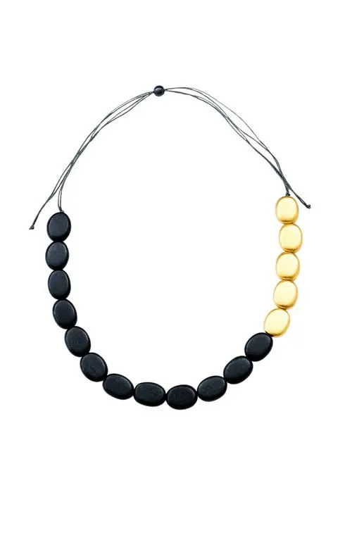 LIKHA Guija Wooden Necklace - Charcoal & Gold