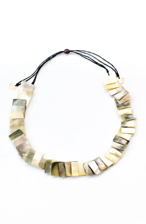 Likhâ Playa Square Tiles Mother-of-pearl Necklace - Black