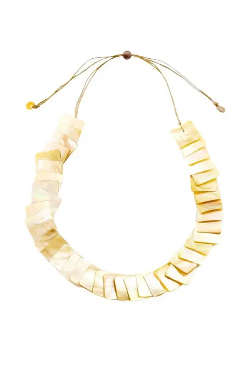 Likhâ Playa Square Tiles Mother-of-pearl Necklace - Brown