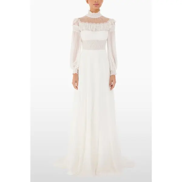 Jenny Packham Arden Ruffled Maxi Dress - Ivory
