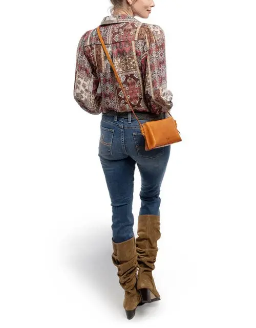 OLD TREND Genuine Leather Everyday Crossbody Bag - Caramel