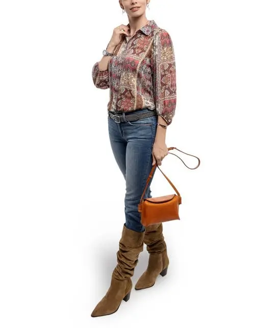 OLD TREND Genuine Leather Everyday Crossbody Bag - Caramel