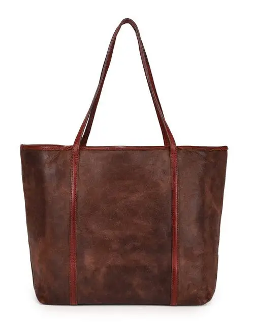 OLD TREND Alder Genuine Leather Shoulder Tote - Brown