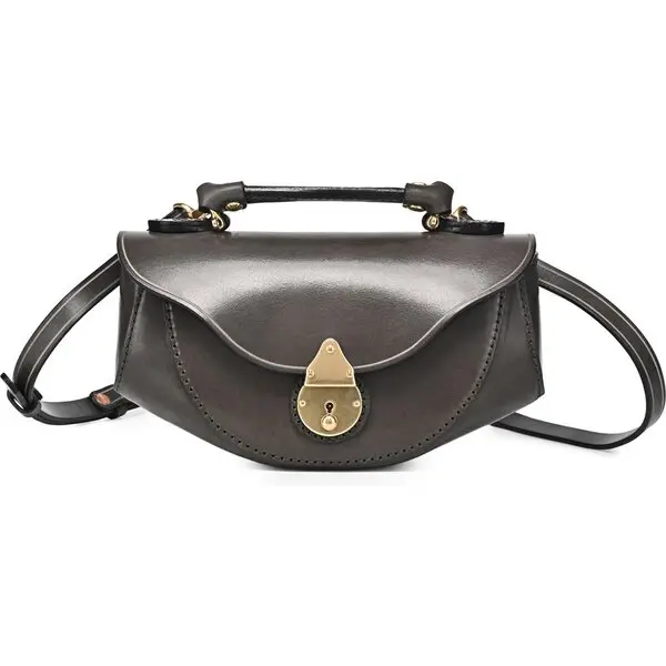 OLD TREND Azalea Genuine Leather Crossbody Bag With Push Lock Closure - Grey