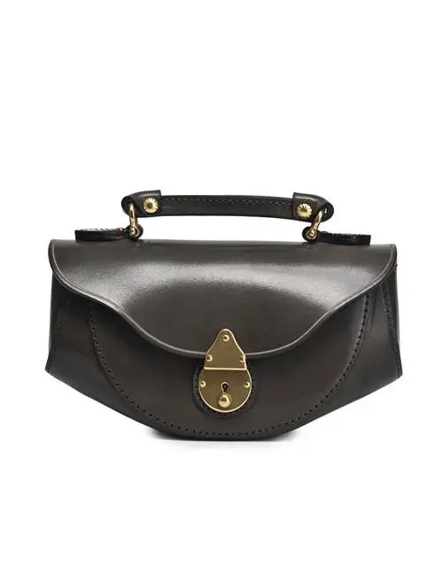 OLD TREND Azalea Genuine Leather Crossbody Bag With Push Lock Closure - Grey