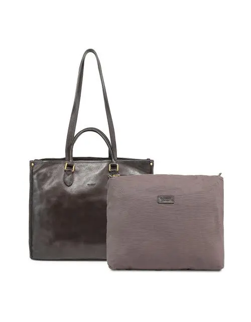 OLD TREND Clivia Leather Carryall Tote - Grey