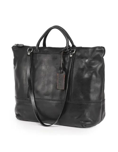 OLD TREND Crocus Genuine Leather Carryall Tote - Black