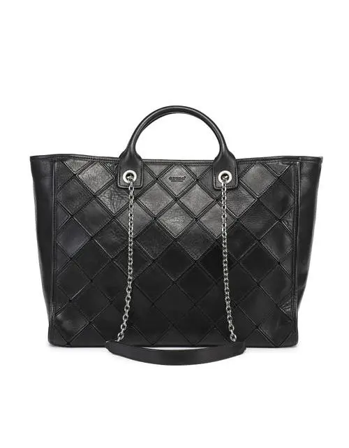 OLD TREND Mermaid Genuine Leather Oversized Tote - Black