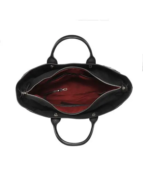 OLD TREND Mermaid Genuine Leather Oversized Tote - Black