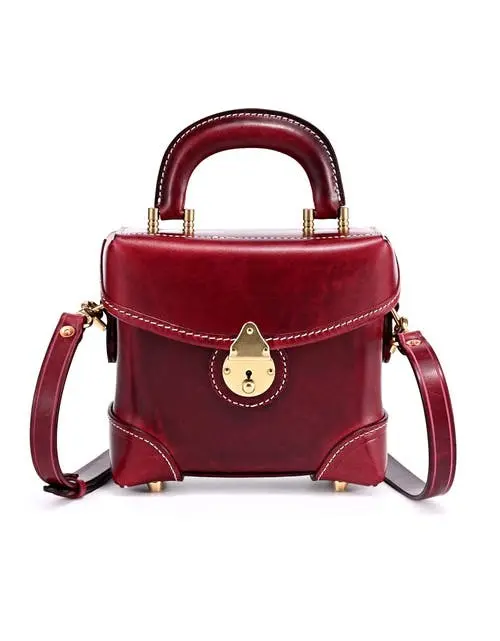 OLD TREND Azalea Genuine Leather Box Crossbody - Maroon