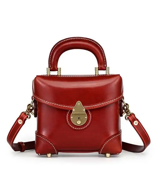 OLD TREND Azalea Genuine Leather Box Crossbody - Red