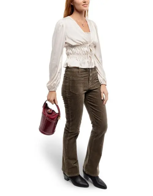 OLD TREND Begonia Genuine Leather Vintage Bucket Crossbody - Maroon
