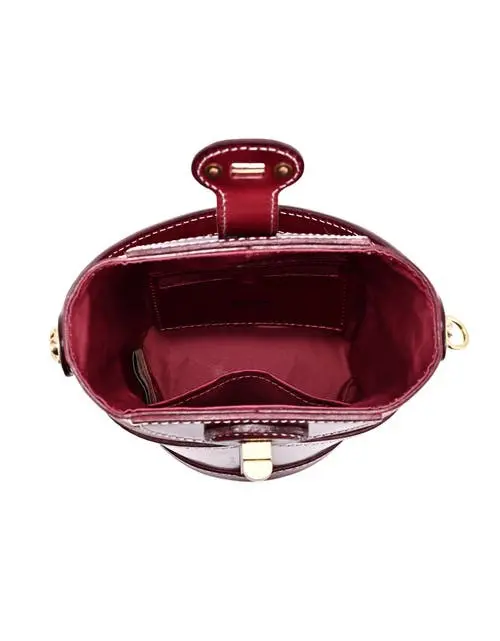 OLD TREND Begonia Genuine Leather Vintage Bucket Crossbody - Maroon