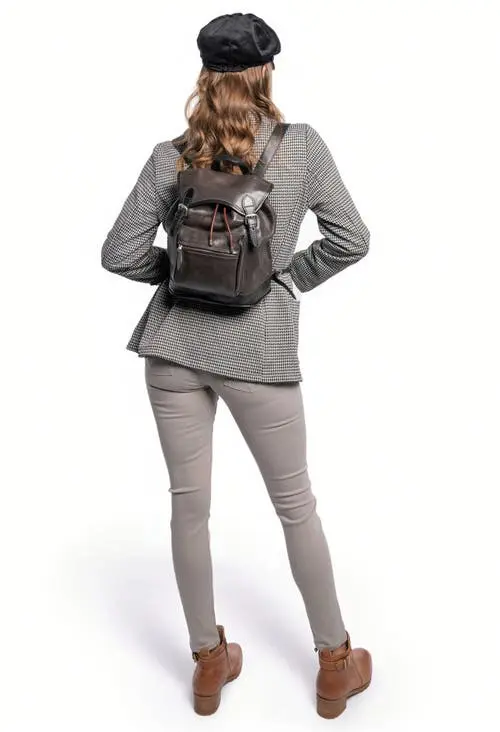 OLD TREND Ficus Leather Backpack - Grey