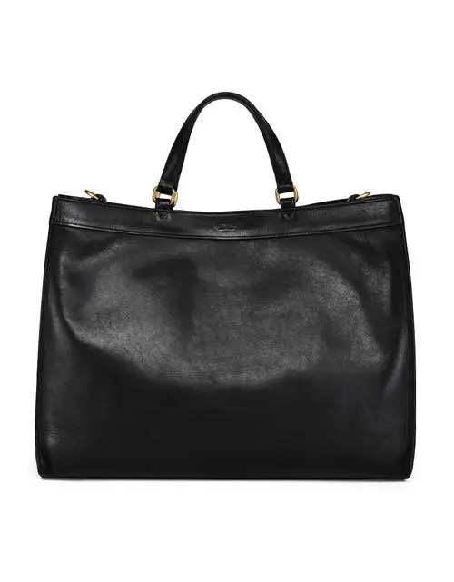 OLD TREND Ixia Genuine Leather Jet Set Travel Tote - Black
