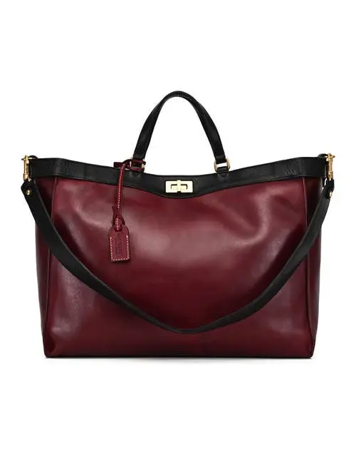 OLD TREND Genuine Leather Travel Tote - Burgundy