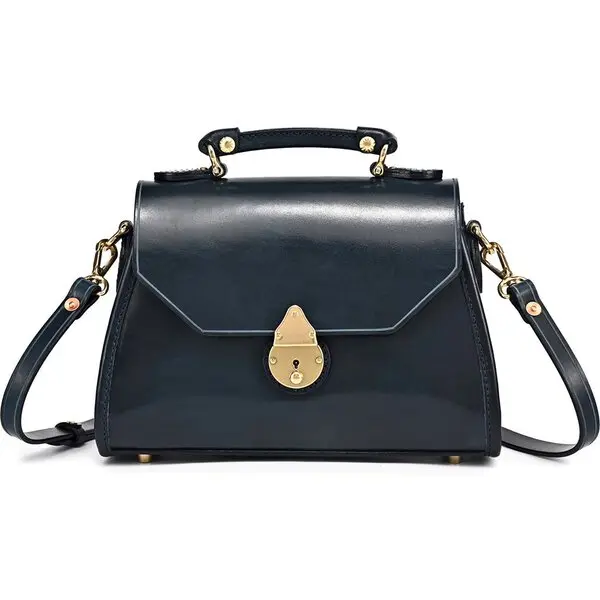OLD TREND Laurel Leather Satchel - Navy