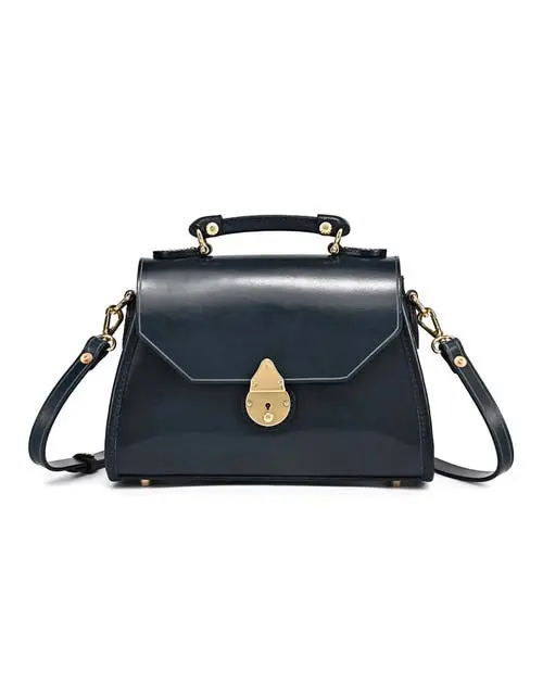 OLD TREND Laurel Genuine Leather Classic Satchel - Navy