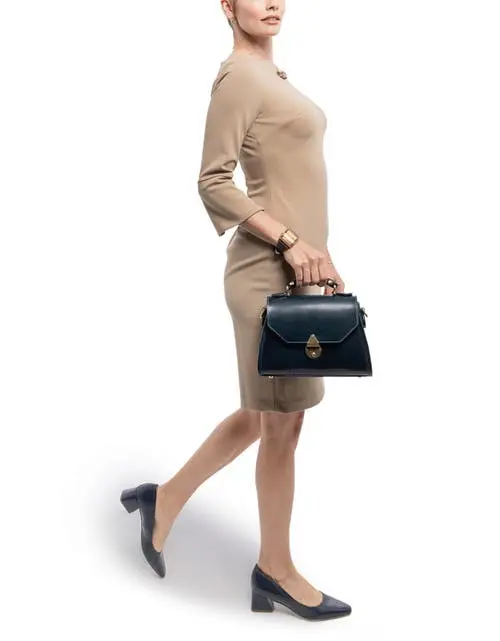 OLD TREND Laurel Genuine Leather Classic Satchel - Navy
