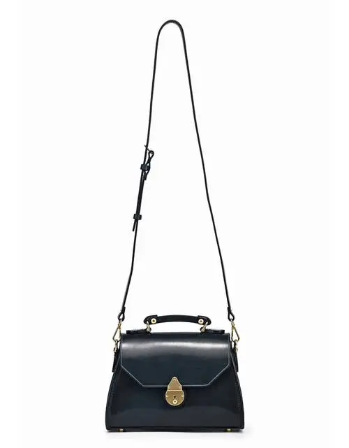OLD TREND Laurel Genuine Leather Classic Satchel - Navy