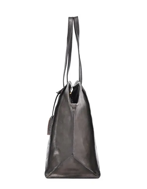 OLD TREND Iris Genuine Leather Tote - Grey
