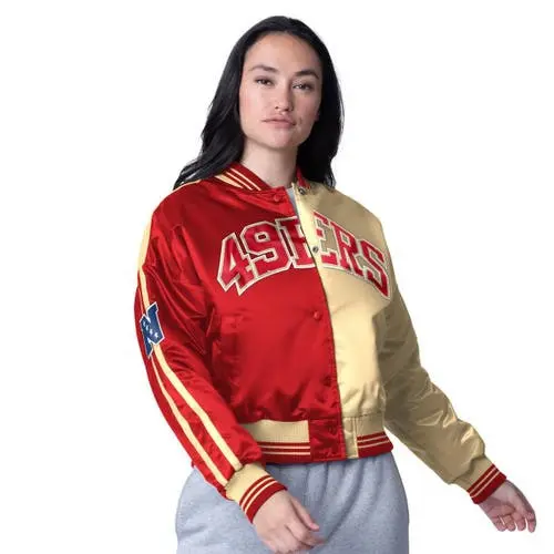 STARTER San Francisco 49ers Zone Blitz Cropped Satin Jacket