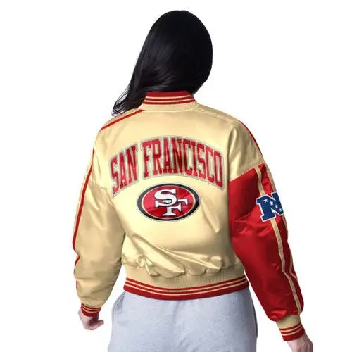STARTER San Francisco 49ers Zone Blitz Cropped Satin Jacket