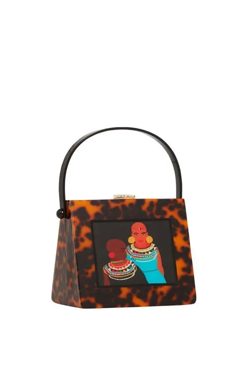LARALLAN Naserian Acrylic Top Handle Bag - Black Backdrop
