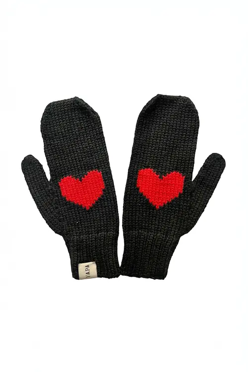 YAPA Heart Applique Alpaca Wool Mittens