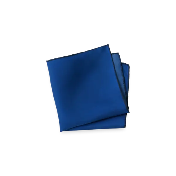 PAUL FREDRICK Solid Silk Pocket Square - Blue